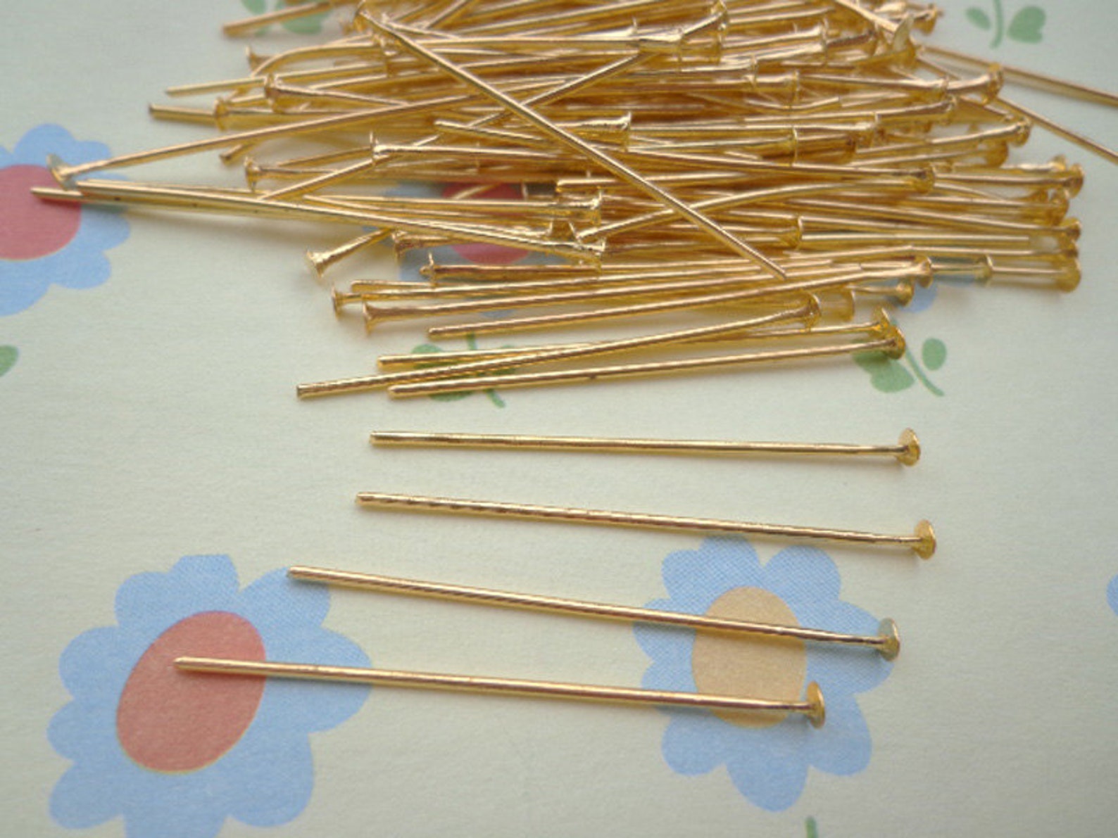 200pcs of Gold Plated Head Pins 35mm - Etsy