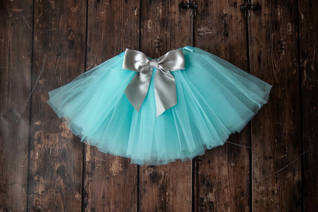 Light Blue Baby or Toddler Tutu With Silver Satin Removable or ...