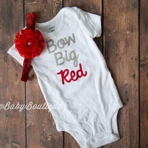 Bow Big Red Silver and Red Bow Big Red Bodysuit With Matching Sparkly ...