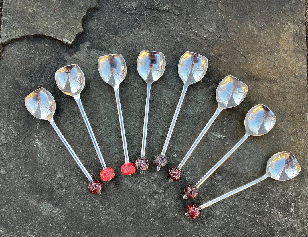 Sheffield England EPNS Silver Plate Mini Spoons | Set of 8 | Bakelite ...