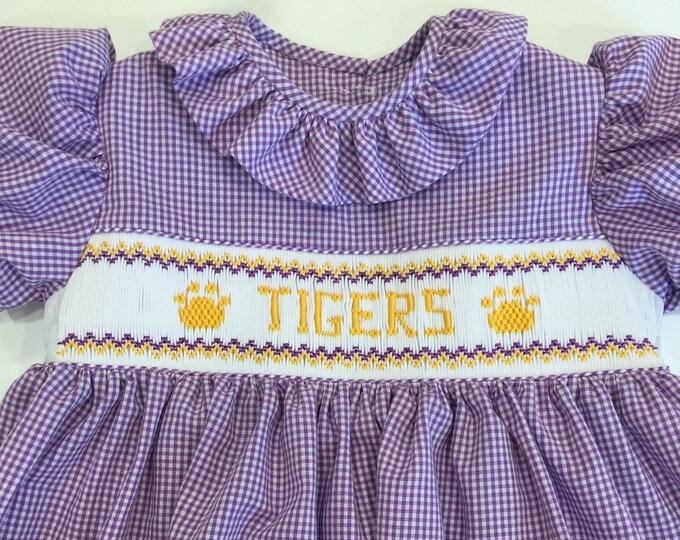 Collegiate/lsu/tigers/football Smocked Classic Dress - Etsy