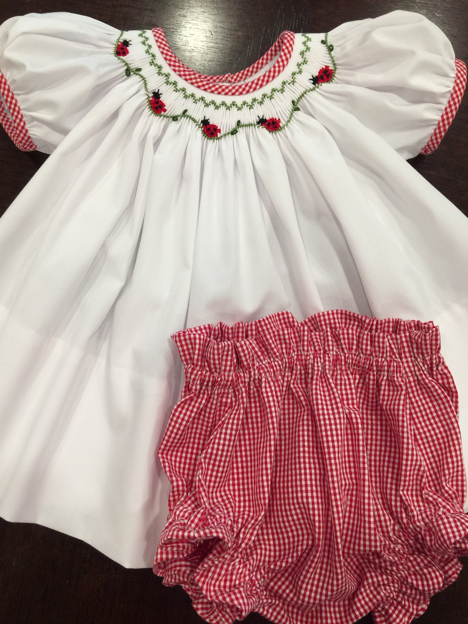 Lady Bug Hand Smocked Bishop/infant - Etsy