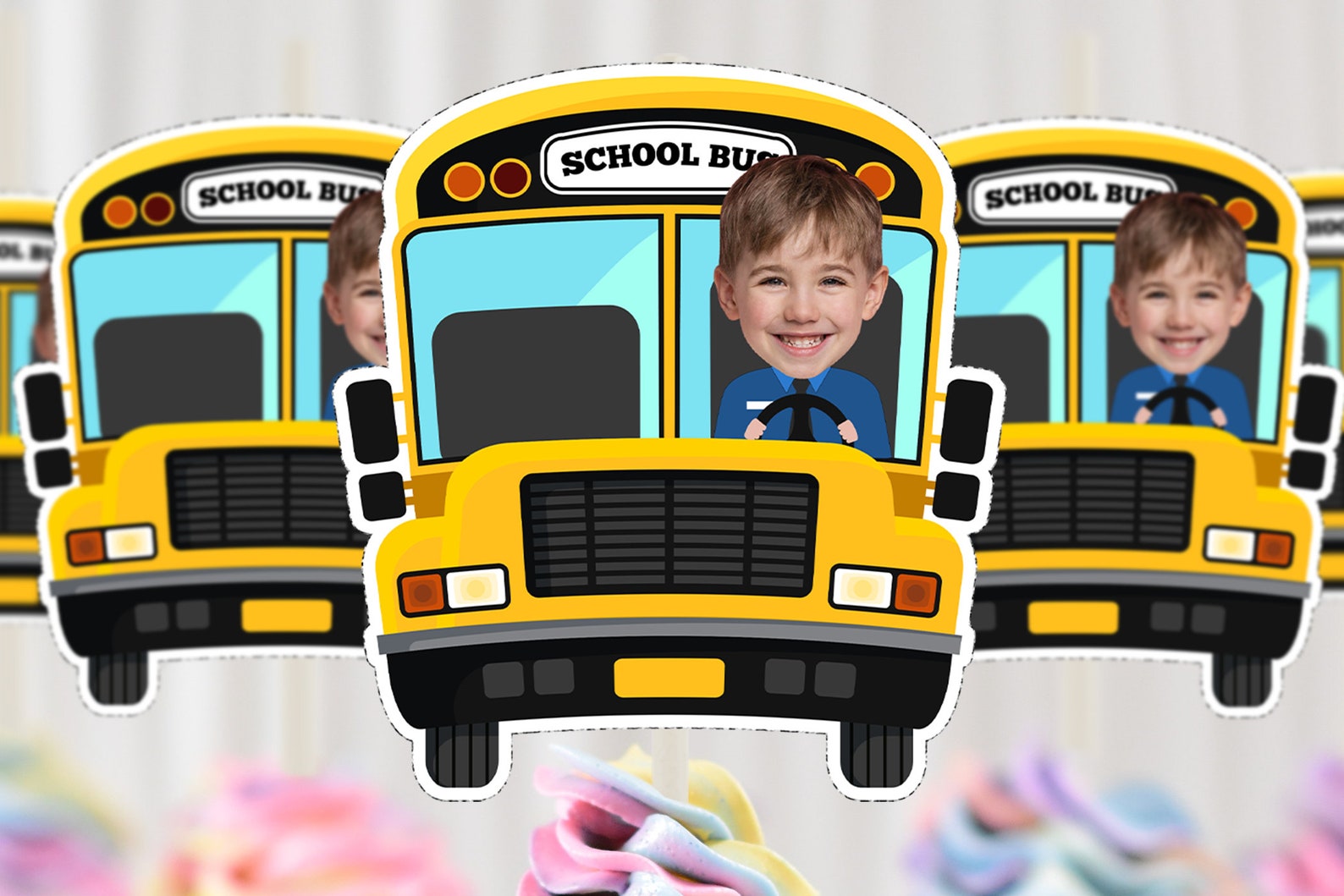 School Bus Driver Cupcake Topper: Personalized Printable (digital File ...