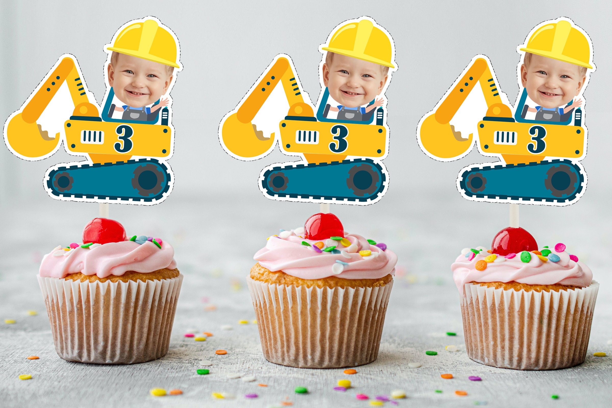 Excavator Photo Cupcake Topper DIGITAL FILE Printable - Etsy Australia