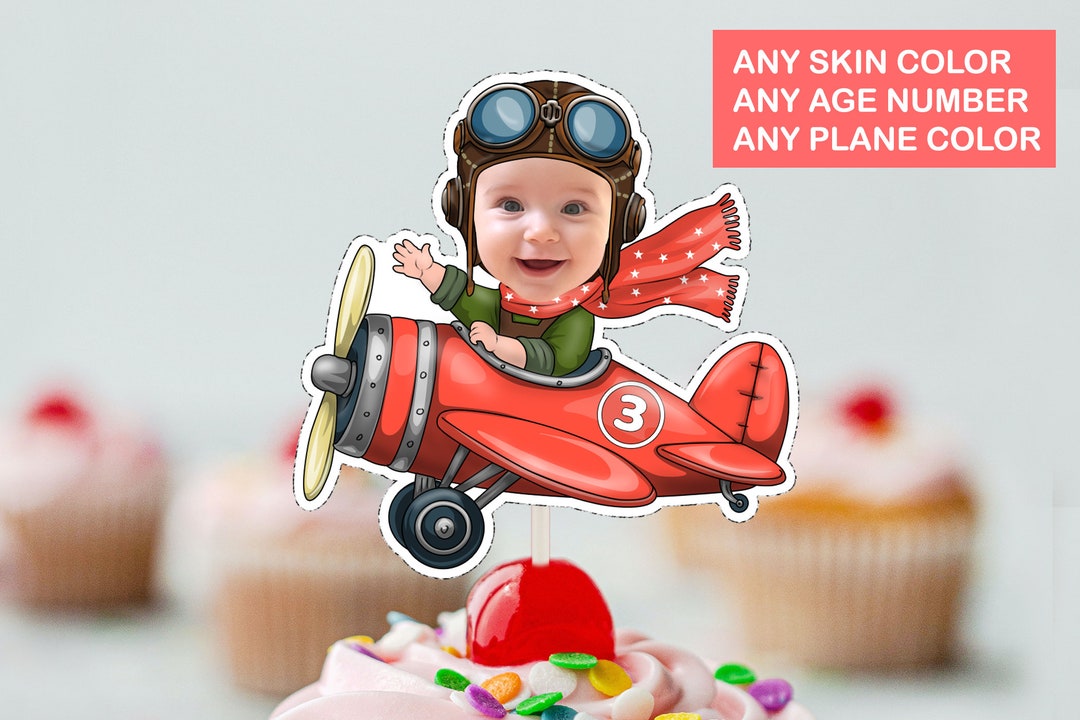 Retro Airplane Pilot Cupcake Topper: Personalized Printable (digital ...