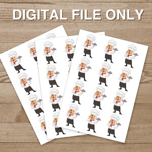 CHEF Cupcake Topper (DIGITAL FILE) , Printable Cupcaketopper ...