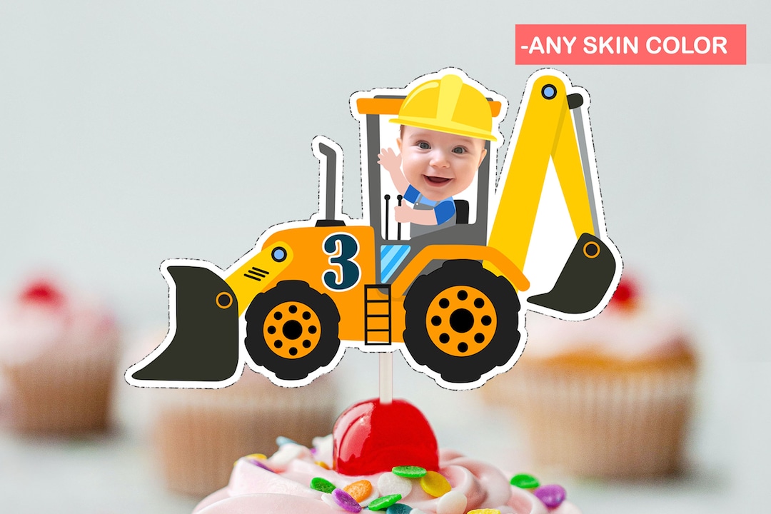 Backhoe Loader Photo Cupcake Topper: Personalized Birthday Cake ...