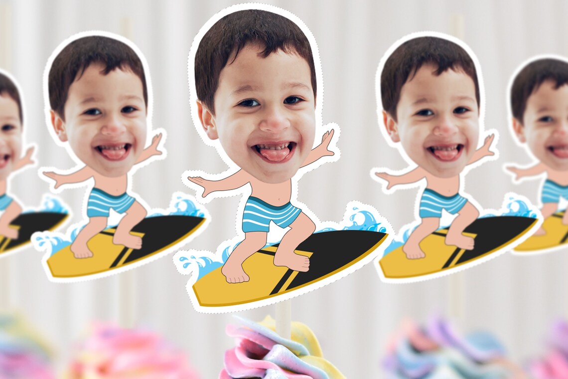 SURFER Cupcake Topper DIGITAL FILE Printable - Etsy