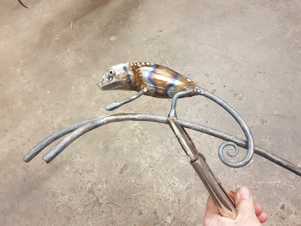 Metal Chameleon Sculpture/ Metal Sculpture/ Forged Steel/ - Etsy