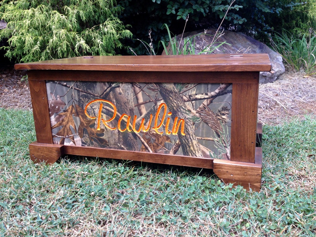 Toy Chest/camouflage/ Personalized/hand Carved/memory Box/wooden Chest ...