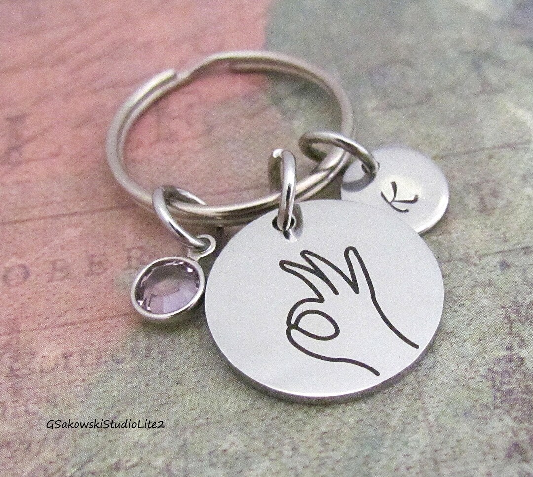 OK Hand Gesture Keyring Personalized Okay Gift It's OK Gift Hand Sign ...