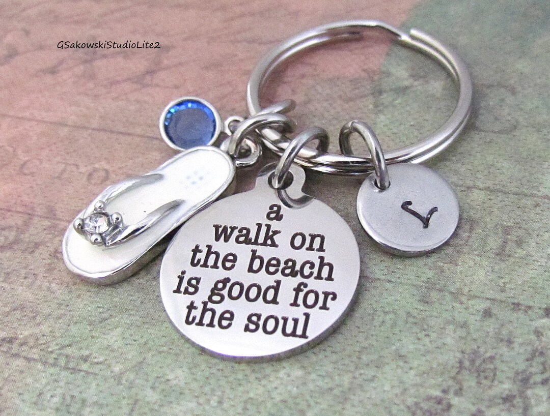 A Walk on the Beach is Good for the Soul Flip Flop Charm Key Ring ...