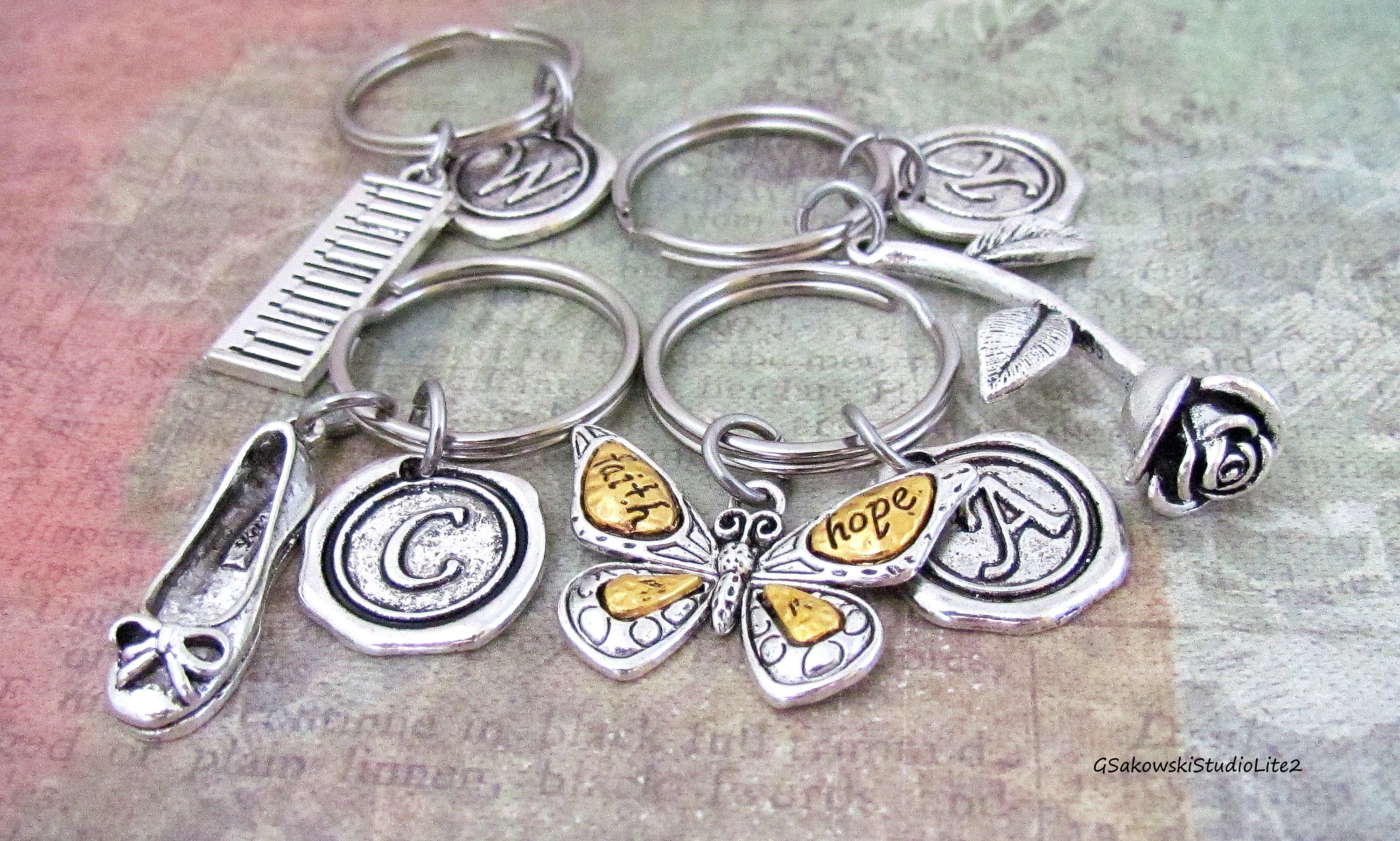 Compass Charm Keyring Charm Key Ring Personalized Antique | Etsy