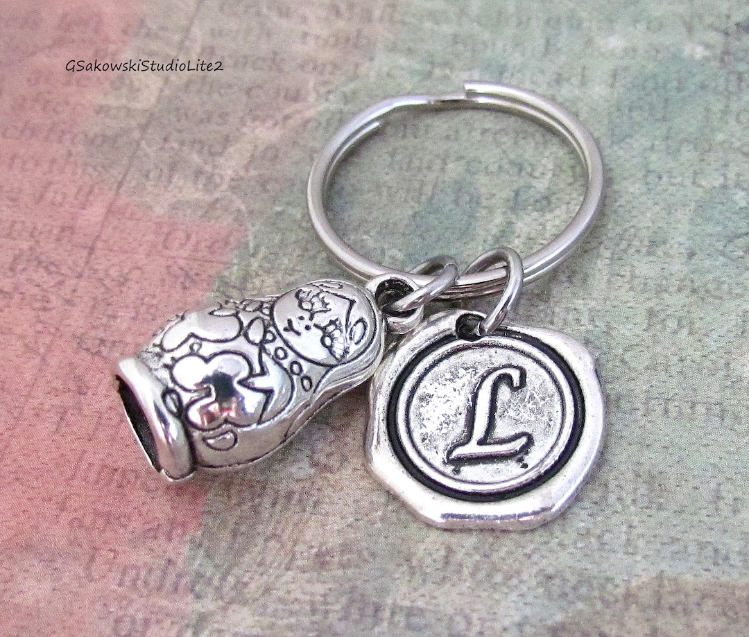 Matryoshka Russian Nesting Doll Charm Key Ring, Personalized Antique ...