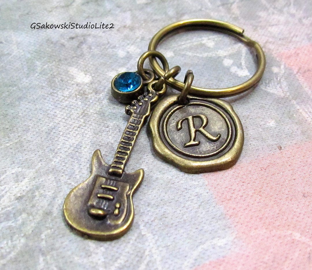 Guitar Keyring Small Electric Guitar Keychain, Personalized Antique ...
