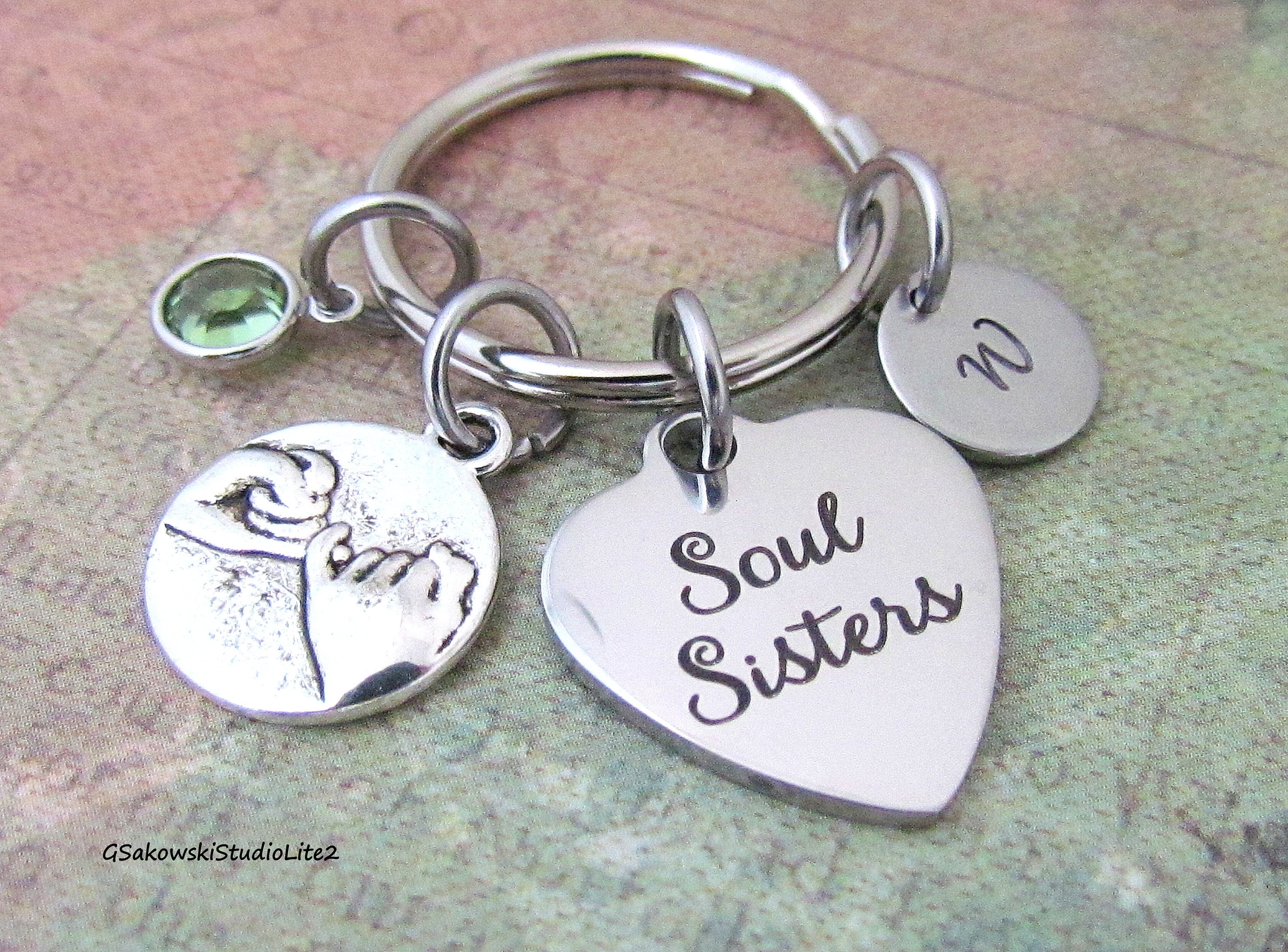 Soul Sisters Pinky Promise Charm Key Ring Personalized | Etsy