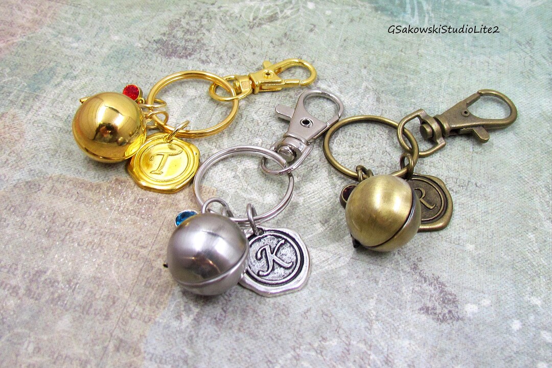 Ball Locket Key Ring, Personalized Initial Wax Seal Birthstone Ball ...