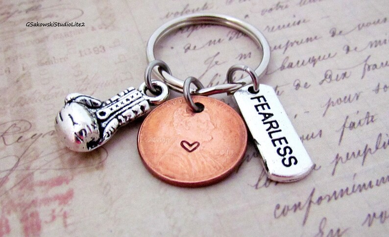 Fearless Penny Keychain Heart Boxing Glove Lucky Penny - Etsy