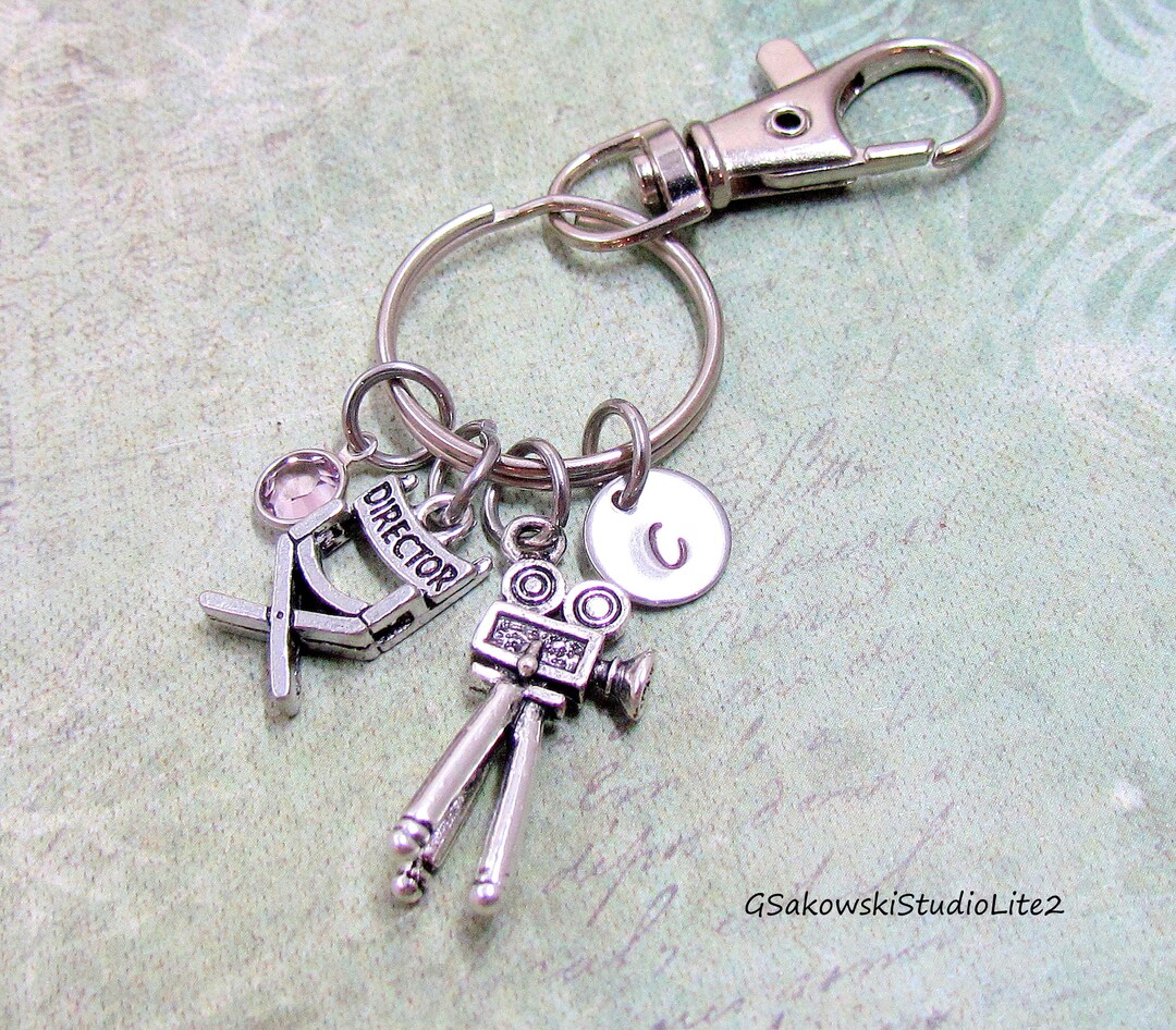 Movie Director's Chair Movie Camera Keychain, Personalized Antique ...