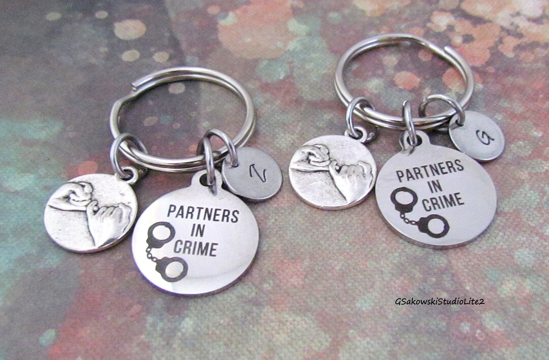 Set Partners in Crime Pinky Promise Charm Key Rings, Personalized ...