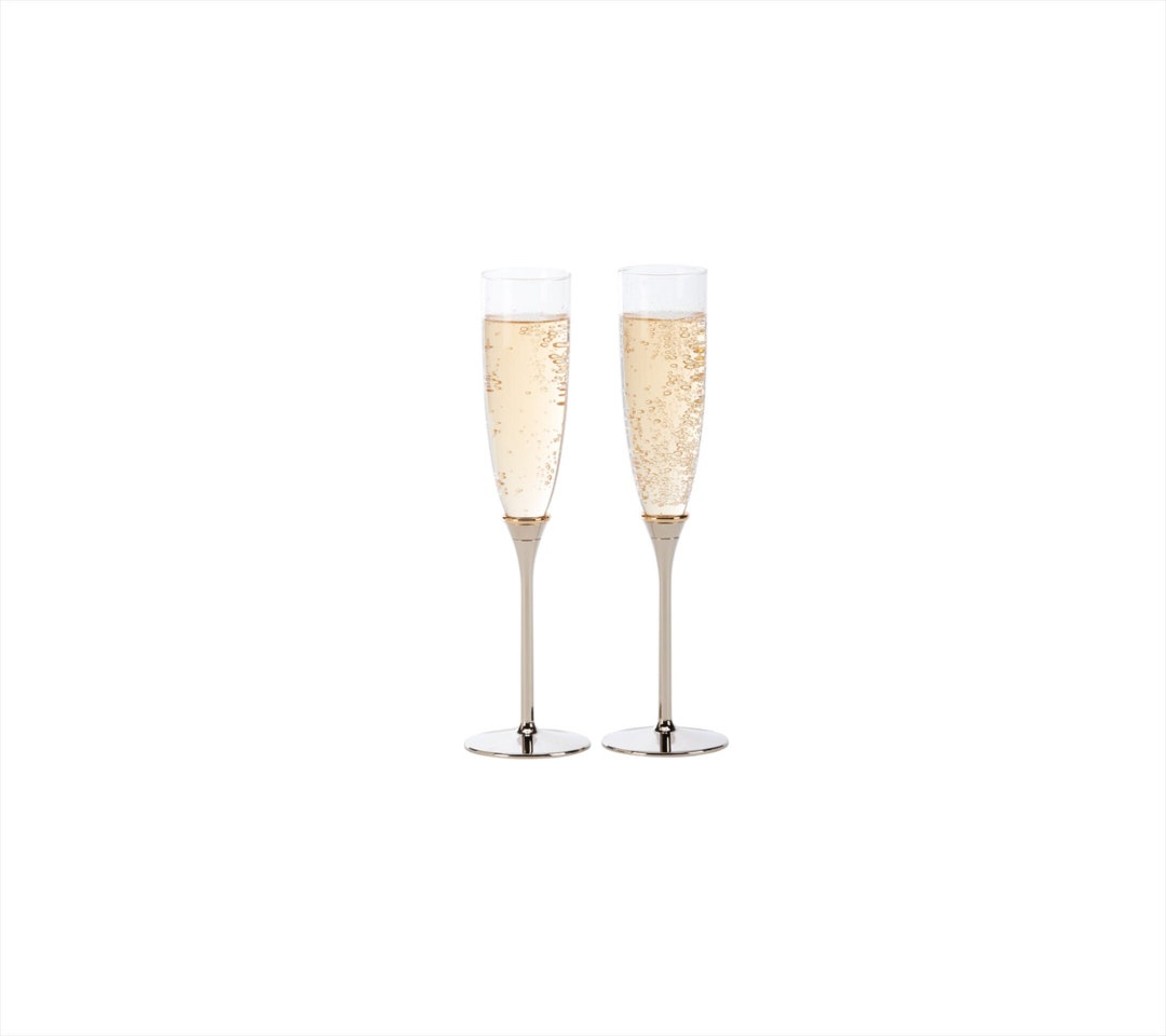 Custom Champagne Toasting Flutes Gold Ring Glass Set Engrave - Etsy