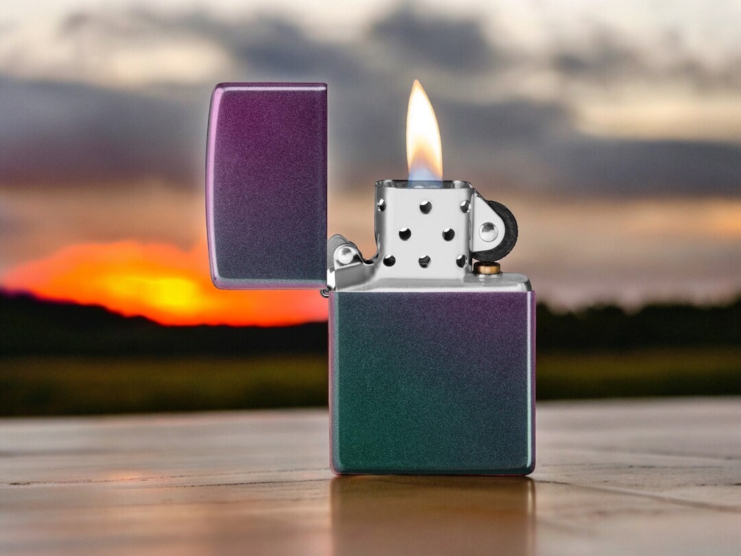 Personalized Classic Iridescent Purple Ombre Zippo Lighter Engraved ...
