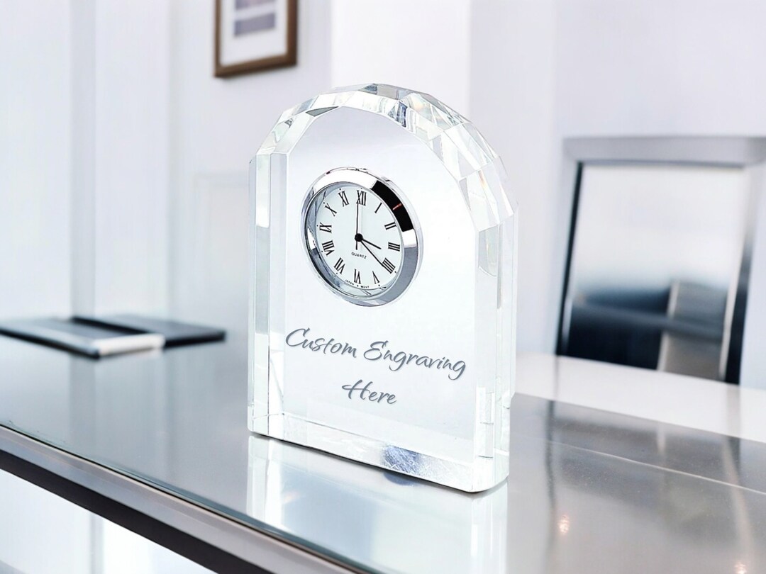 Custom Engraved Optic Crystal Arched Desk Clock, Personalized Gift - Etsy
