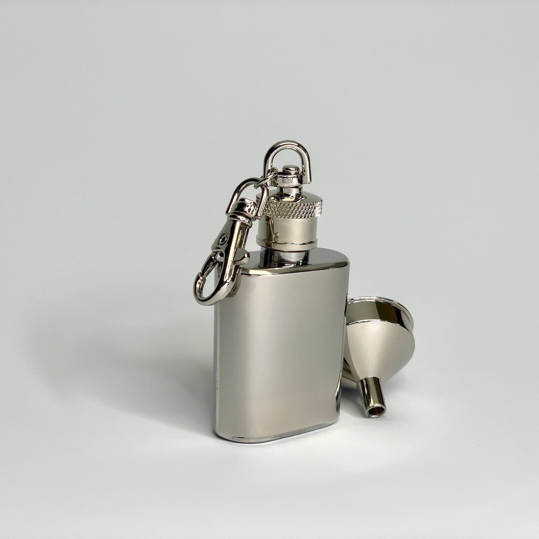 Custom Small Flask 1 Oz. Keychain Captive Lid & Funnel Engraved Free ...
