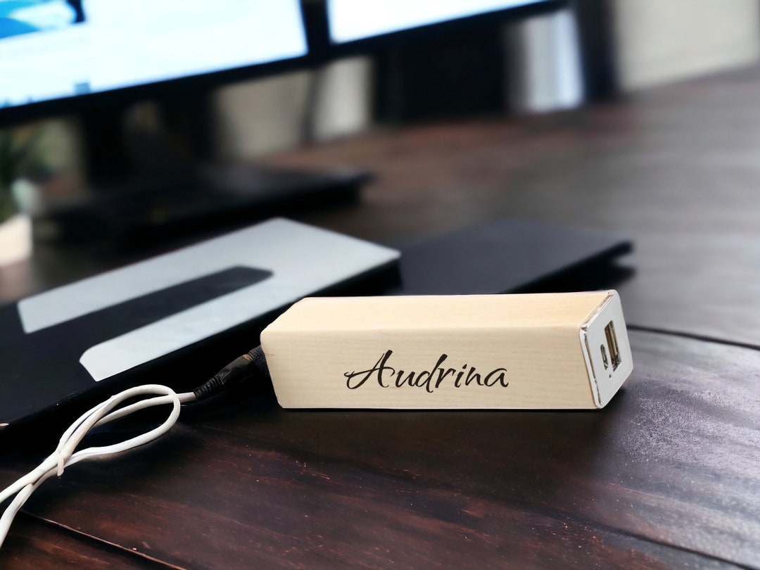 Custom Engraved Power Bank Wooden Square Tube Engraved Free Gift for ...