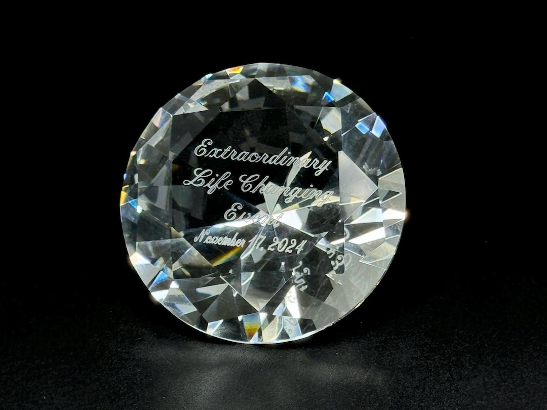 Engraved Crystal Diamond Paperweight: Personalized Wedding Favor - Etsy