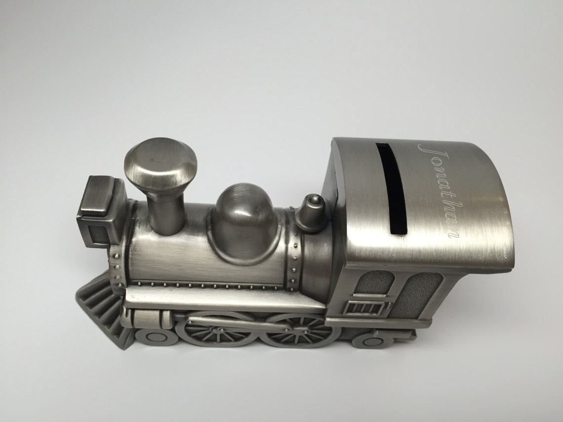 Personalized Pewter Train Coin Bank Personalized Free for baby | Etsy