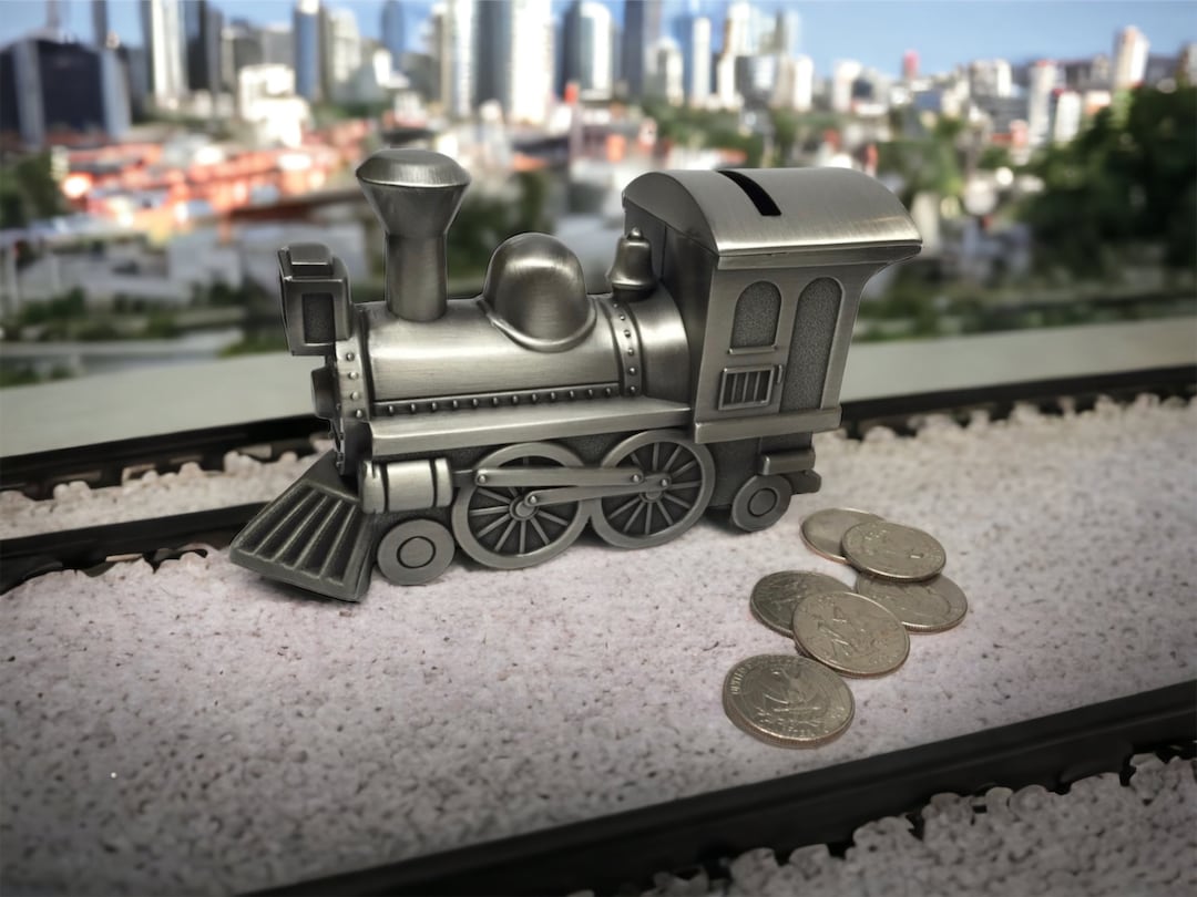 Personalized Pewter Train Coin Bank Personalized Free for Baby Shower ...