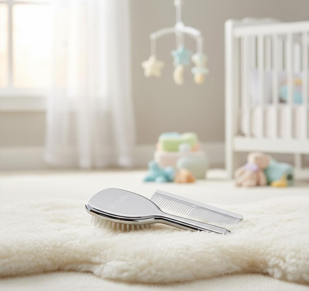 Custom Silver Baby Comb and Brush Set Engraved Free - Etsy