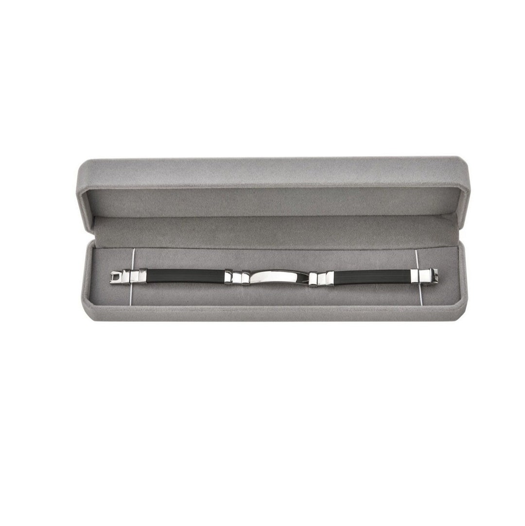 Engraved Bracelet Stainless Steel With Black Rubber Strap Personalized ...