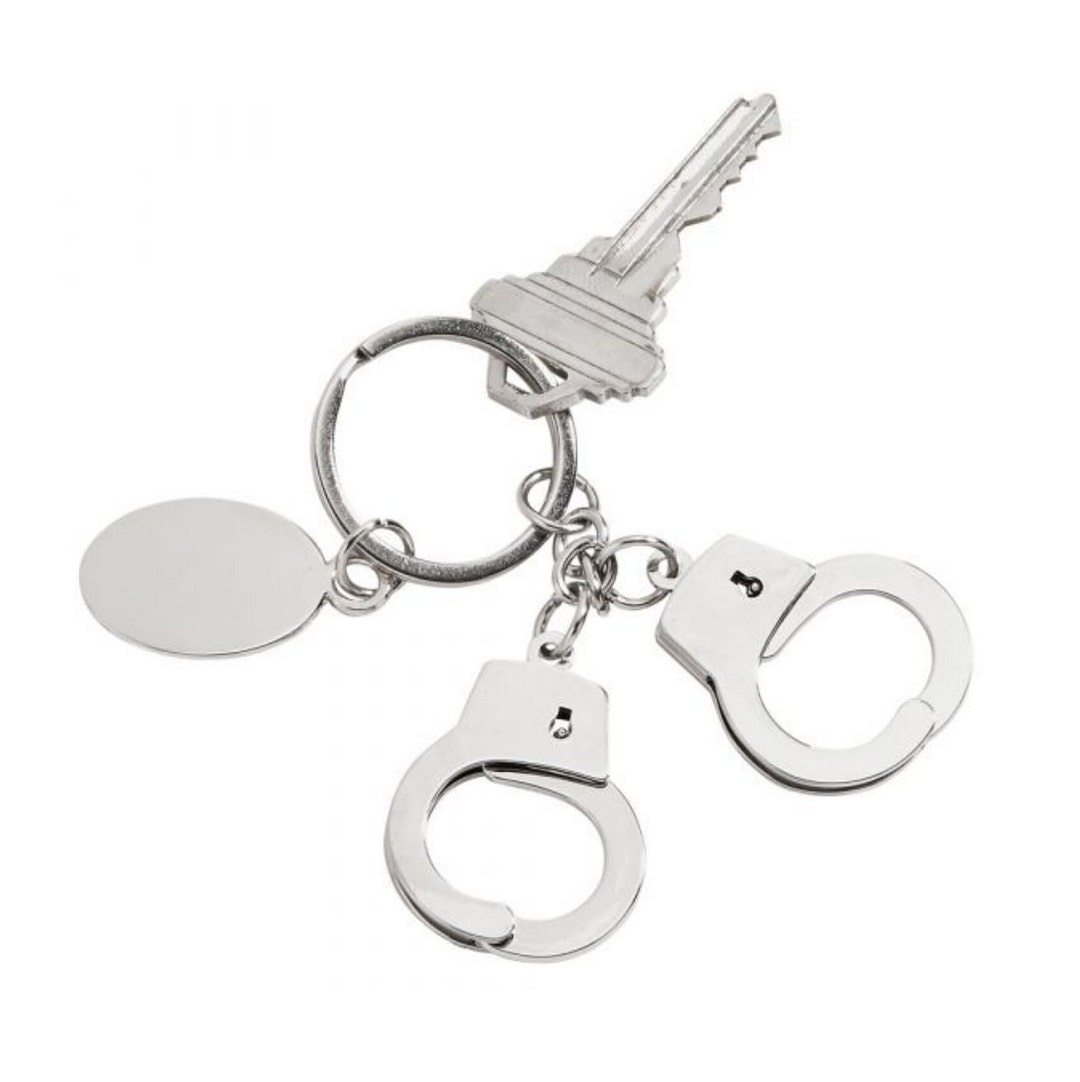 Personalized Handcuff Keychain: Engraved Nickel Plated Gift - Etsy