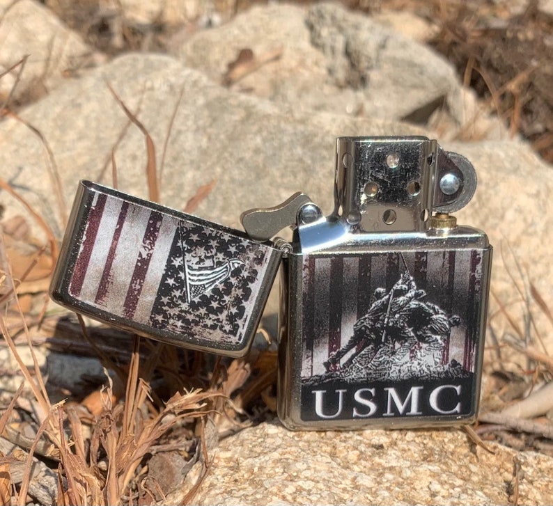 Custom Engraved USMC Marine Corps Brushed Silver Finish Zippo - Etsy