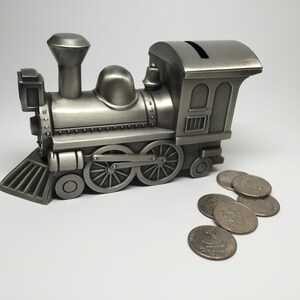 Personalized Pewter Train Coin Bank Personalized Free for Baby Shower ...