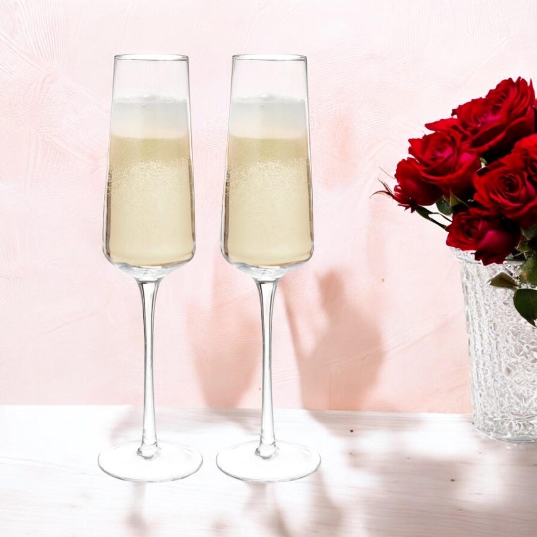 Custom Engraved Champagne Flutes Set of 2 - 9 Oz Stemware Toasting - Etsy
