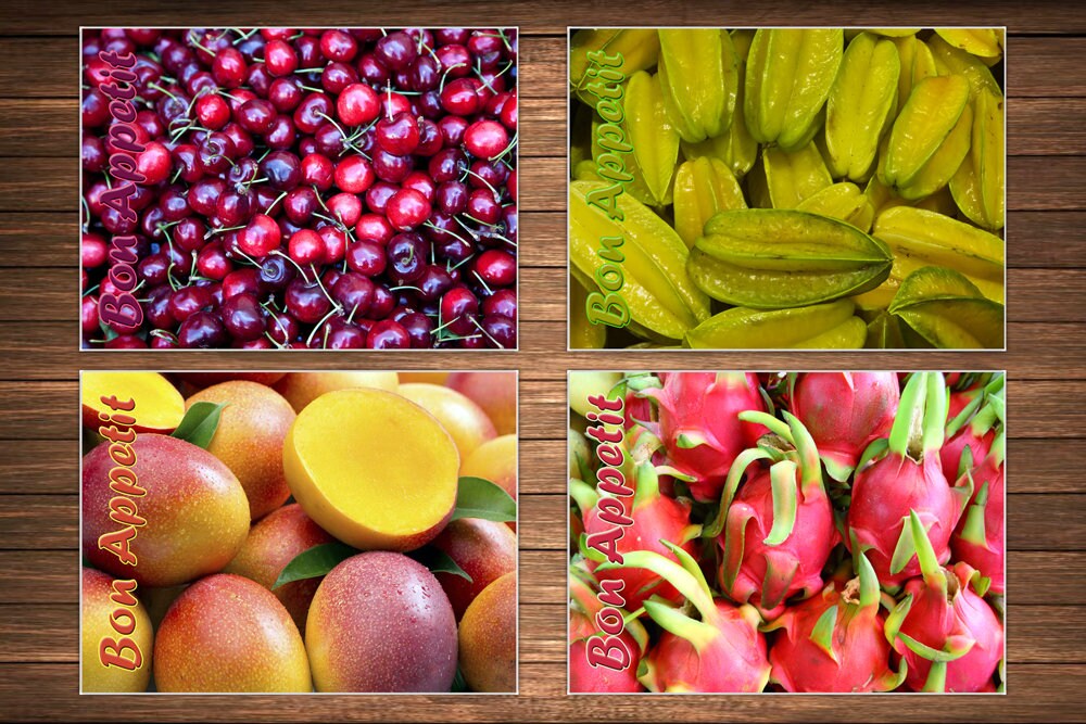 Table Placemats Design Fruits, Laminated Placemats Set of 4 Units or ...