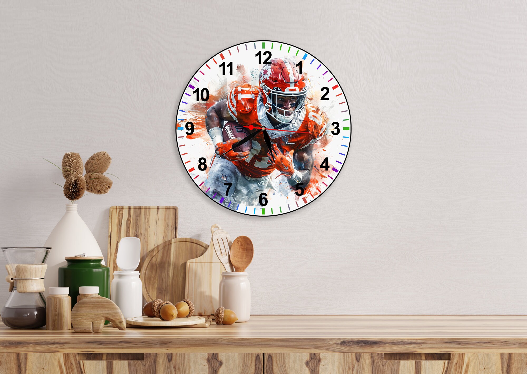 A Special Wall Clock, a Clock With Digital Art of American Football ...