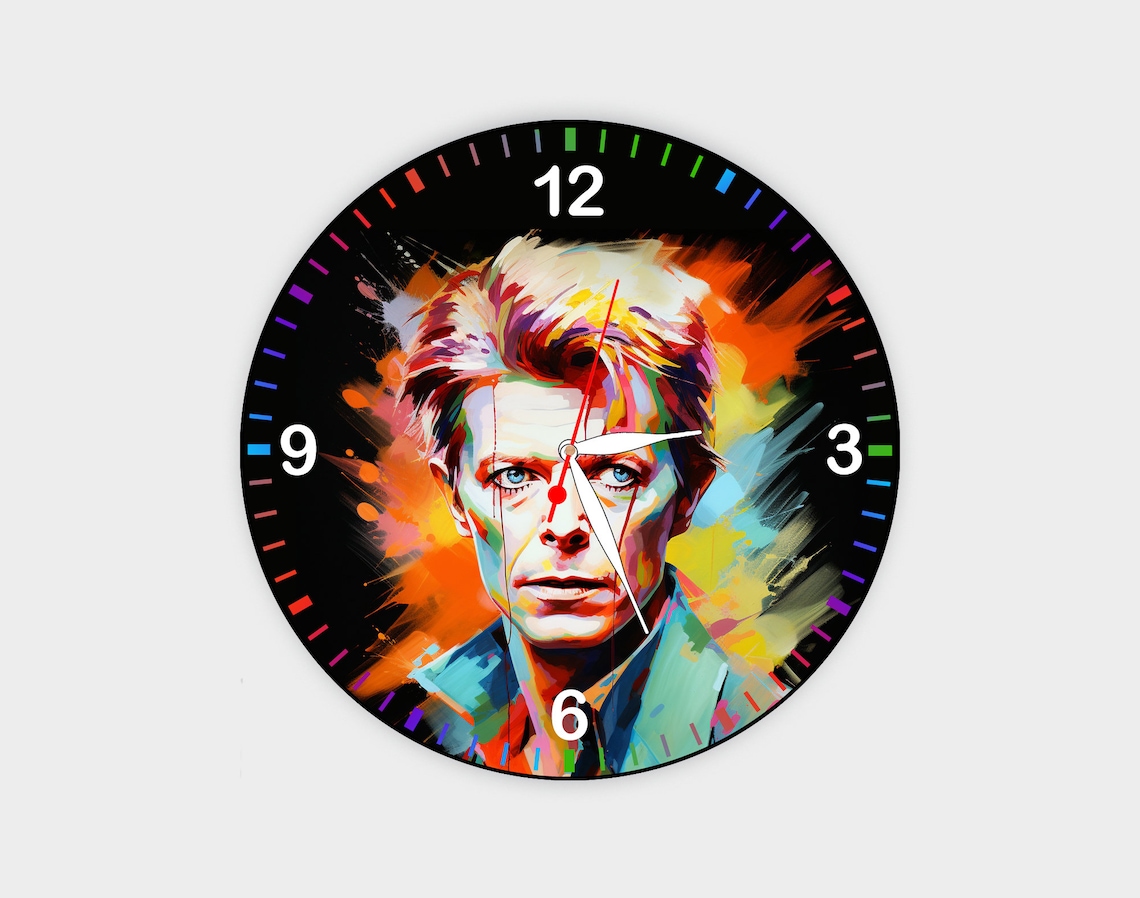 Special Wall Clock, Rock Artist Painting - David Bowie in AI Image ...