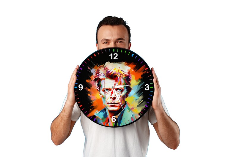 Special Wall Clock, Rock Artist Painting - David Bowie in AI Image ...