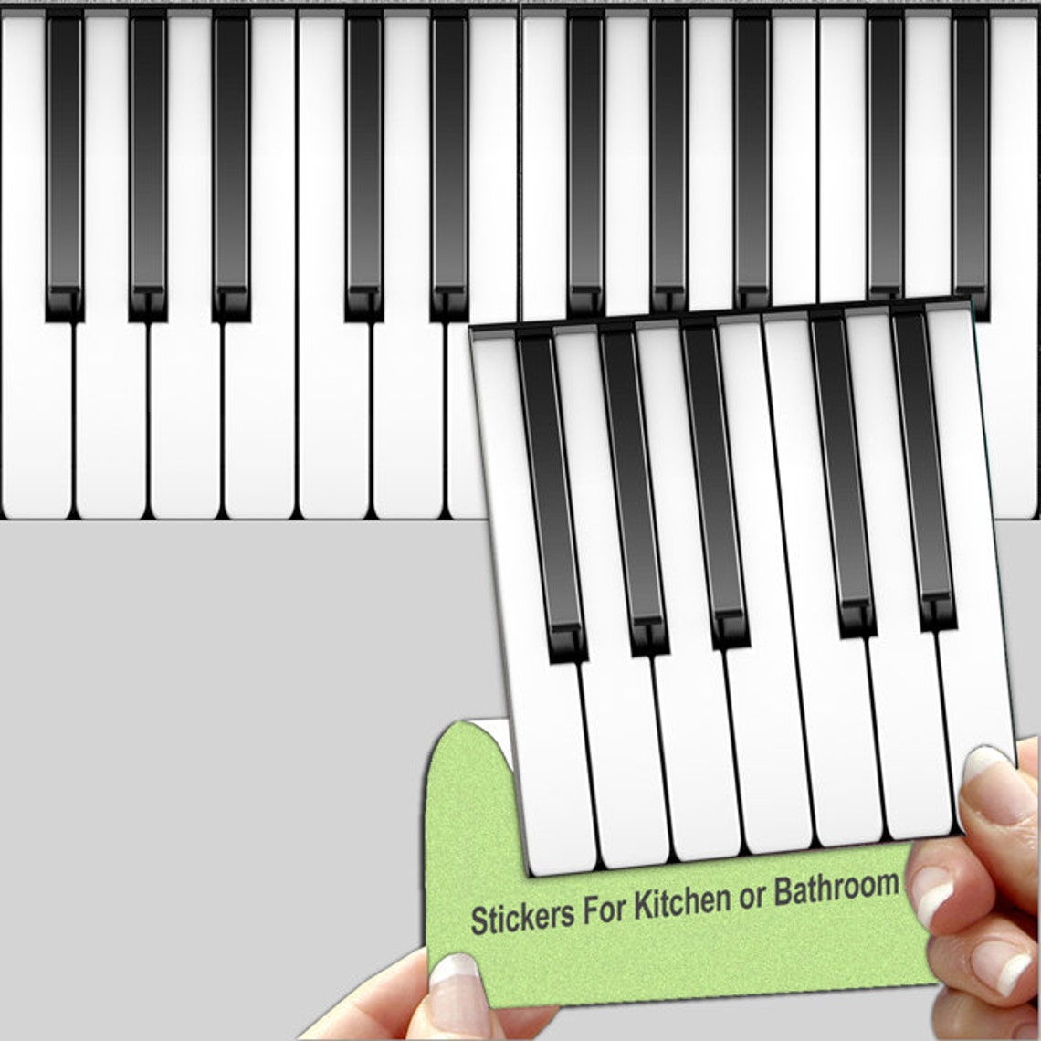 Piano Keyboard Tile, Waterproof Vinyl Tile Pack of 24, Tile Decals for ...