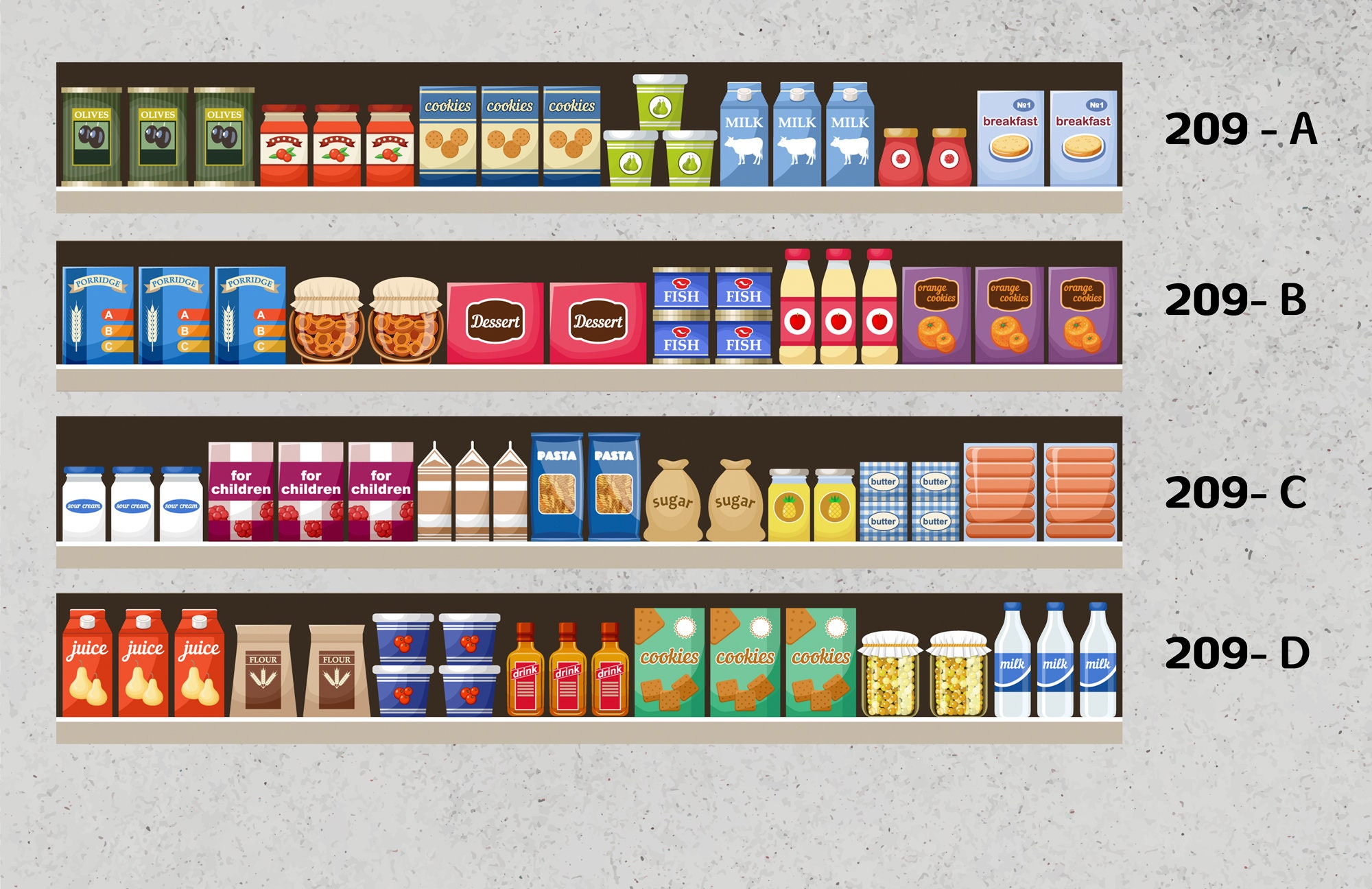Vinyl Stickers for Stairs Inspired by Shelves of Supermarket Products ...