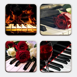 Magnetic Coasters Including Wooden Stand Set, Piano Style, A Gift for ...