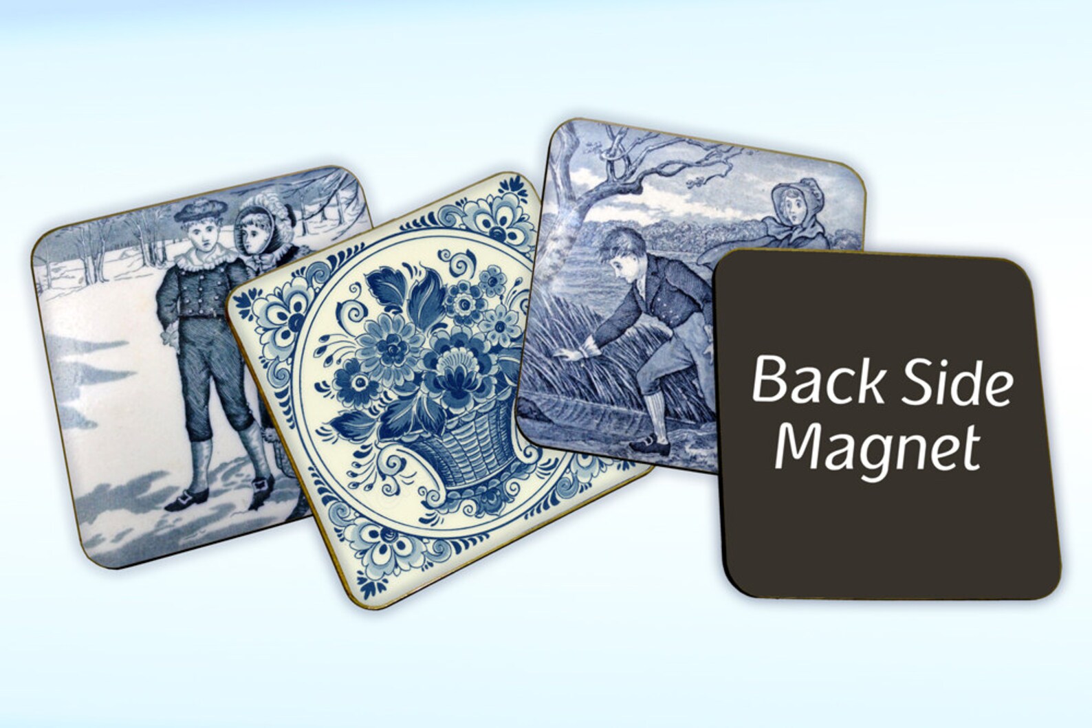 B Dutch Cultural Magnetic Coasters Including Wooden Stand Set, Coaster ...