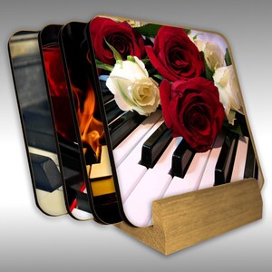 Magnetic Coasters Including Wooden Stand Set, Piano Style, A Gift for ...