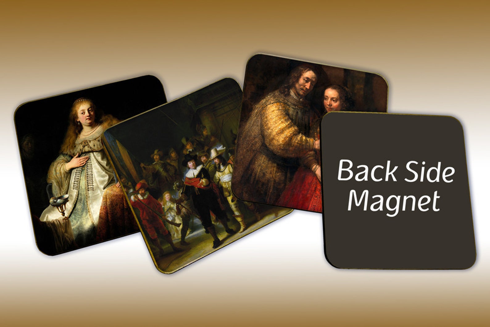 Rembrandt Magnetic Coasters Including Wooden Stand Set - Etsy