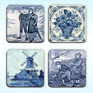 B Dutch Cultural Magnetic Coasters Including Wooden Stand Set, Coaster ...