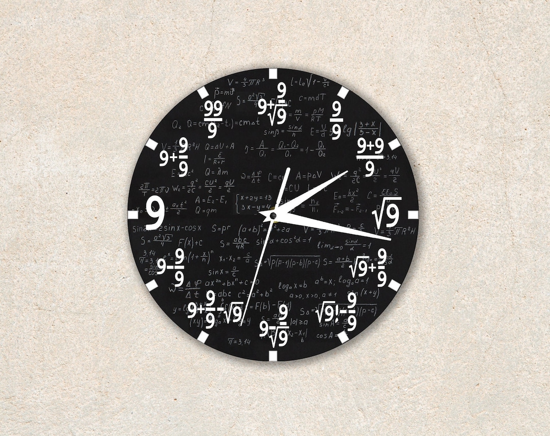Special Wall Clock A Clock With Mathematical Equations on a Recycled ...